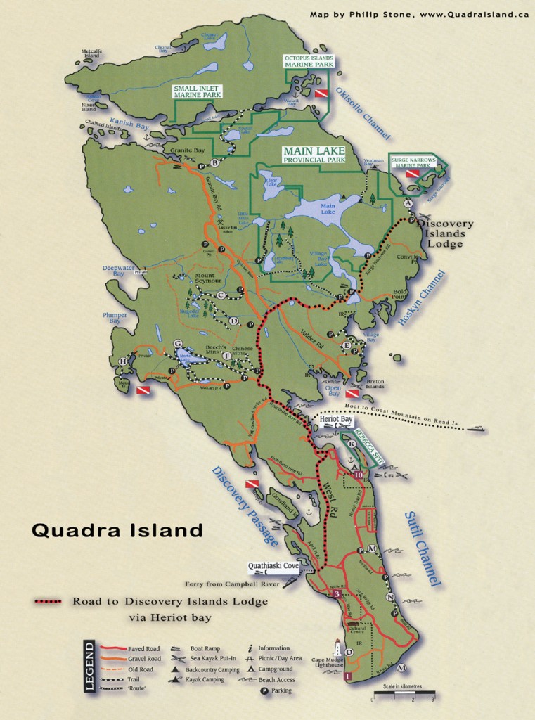 Quadra Driving map - CoastMountainExpeditions